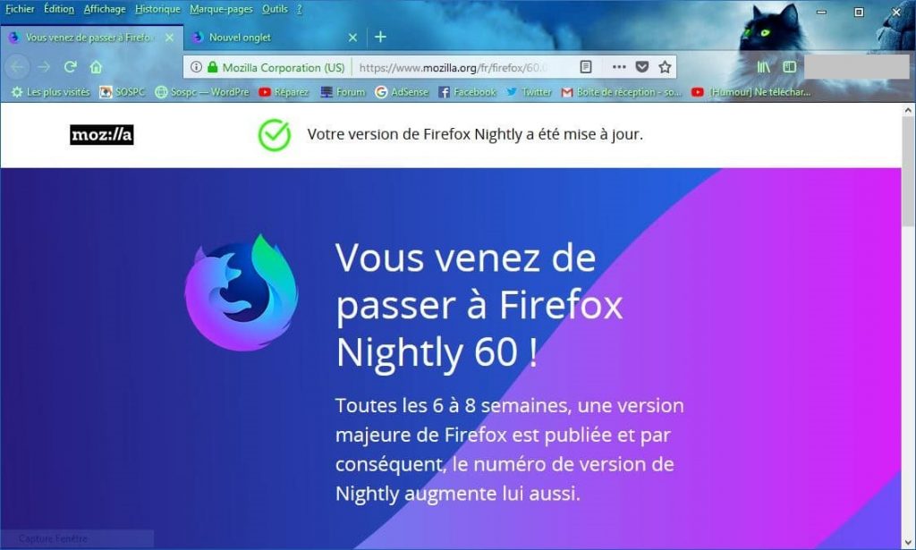 Firefox 60 Nightly, une version non finalisée que l'on peut tester. - SOSPC