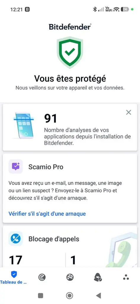 Bitdefender Mobile Security, par Config@33 - SOSPC